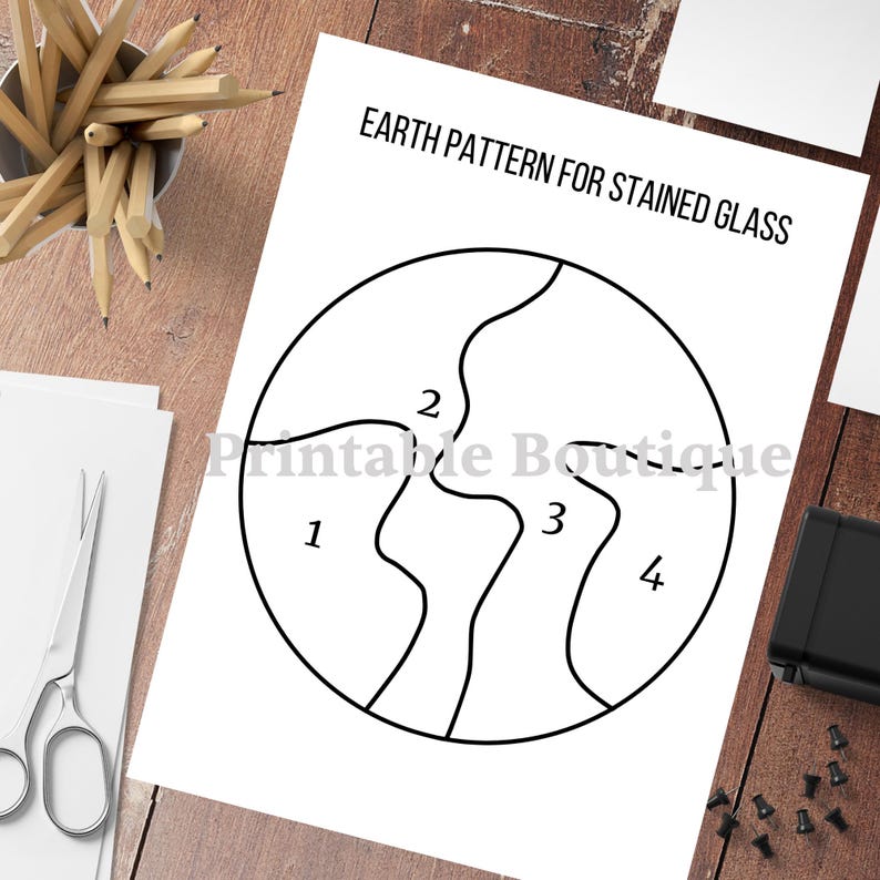 Earth Pattern for Stained Glass, Beginner Friendly Stained Glass Design ...