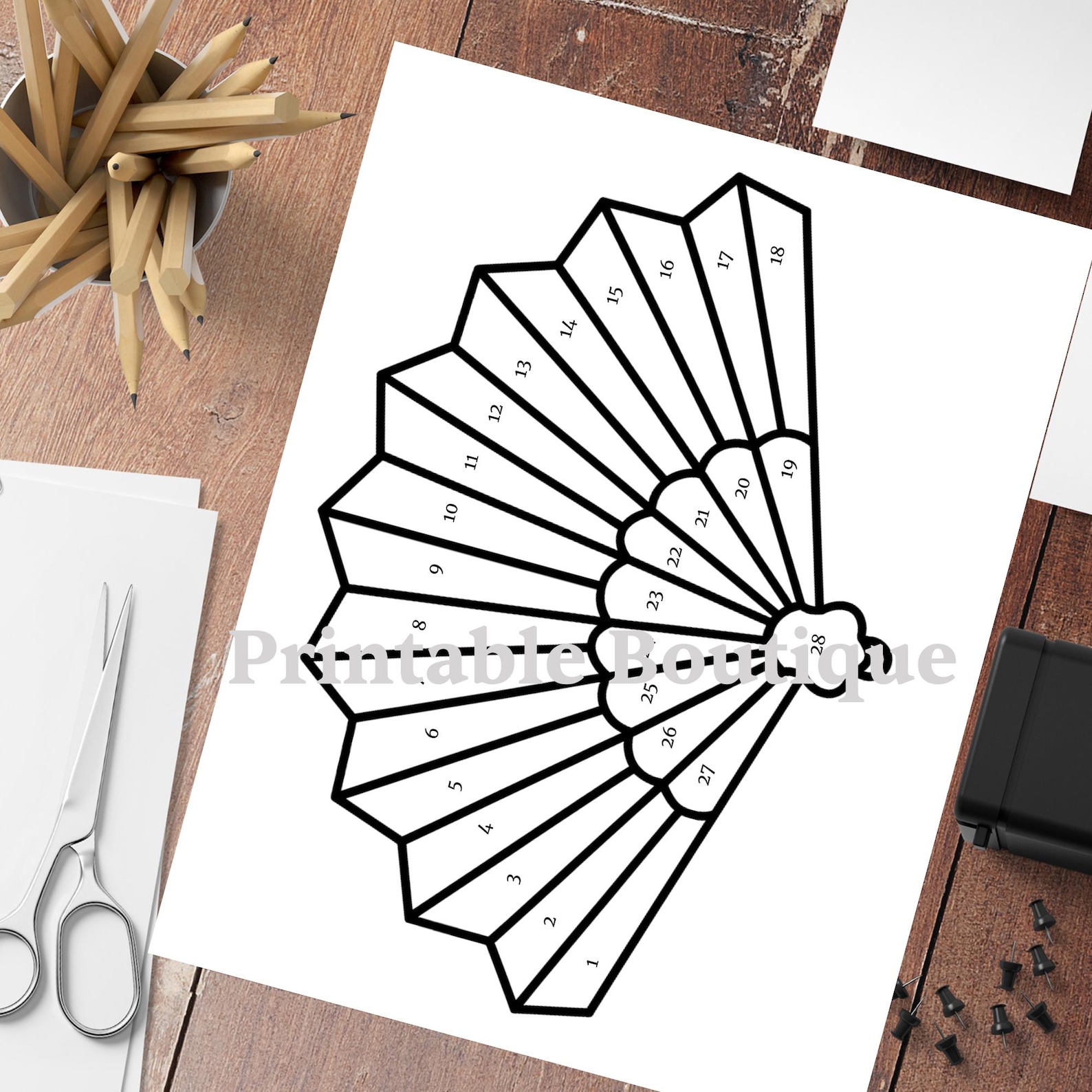 Fan Spread Stained Glass Pattern PDF SVG, DIY Suncatcher Fan Template ...