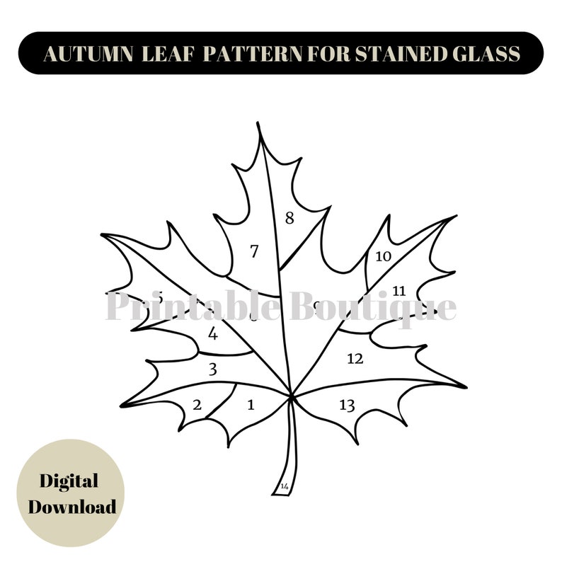 Autumn Leaf Pattern for Stained Glass, Stained Glass Pattern, Autumn ...