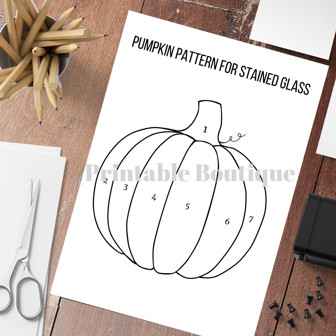 Pumpkin Pattern for Stained Glass, Stained Glass Pattern, Pumpkin ...