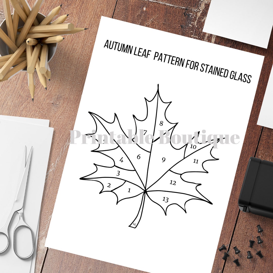 Autumn Leaf Pattern for Stained Glass, Stained Glass Pattern, Autumn ...