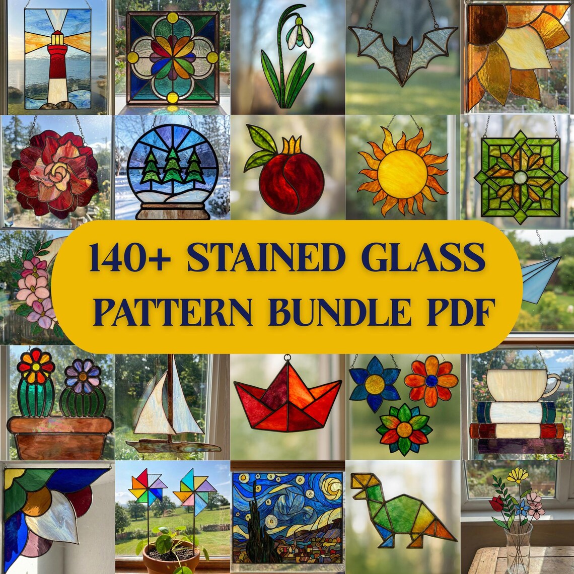 Ultimate Stained Glass Pattern Bundle, Printable PDF Set for Glass Art ...