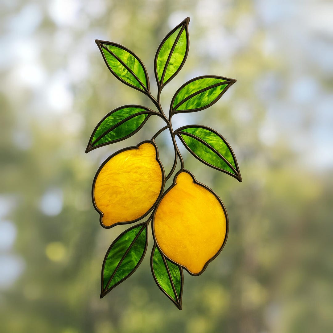Lemon Stained Glass Pattern, Stained Glass Fruit PDF Template, Easy ...