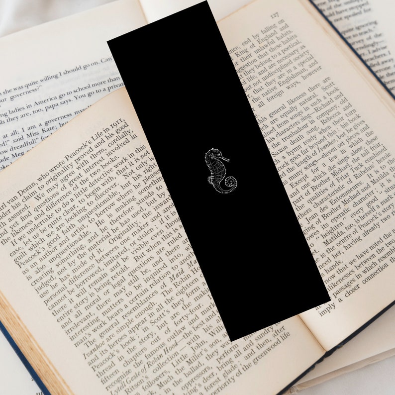 10 Printable Black and White Ocean Themed Bookmark, Bookmark Set ...