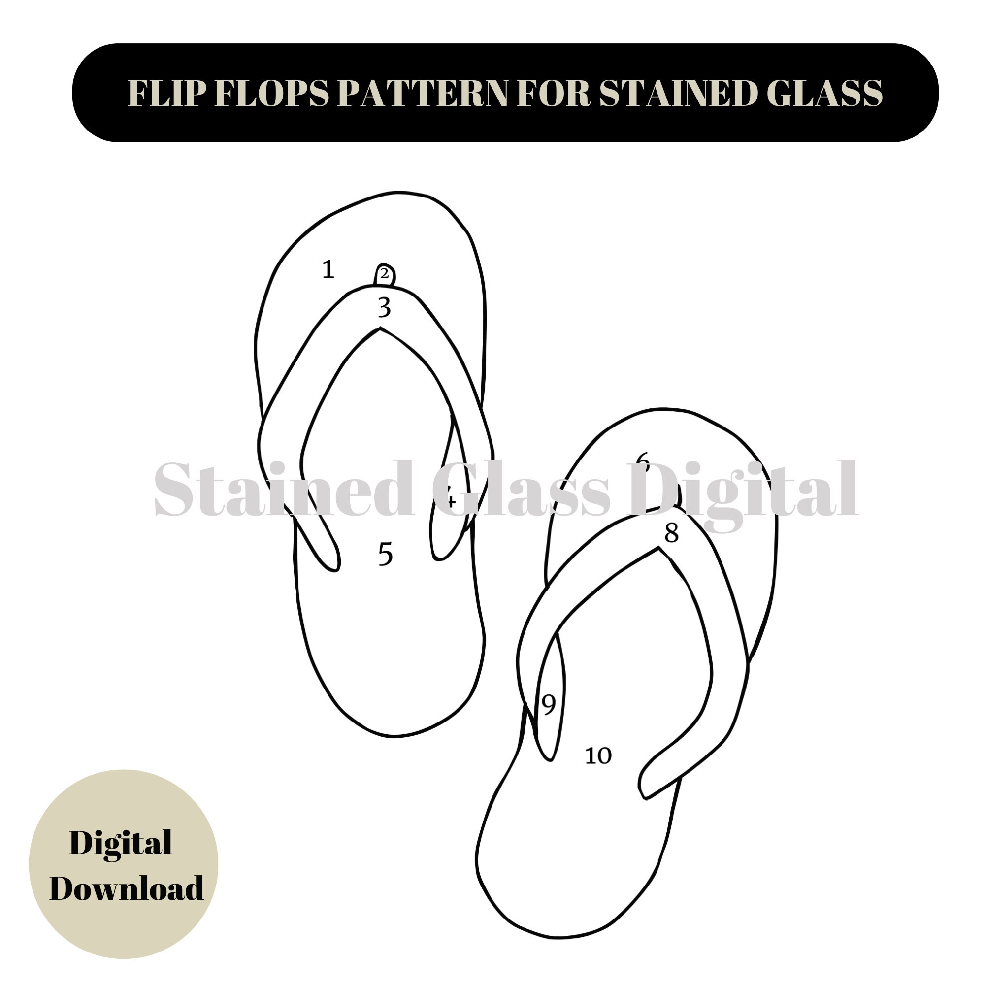 Flip Flops Pattern for Stained Glass, Stained Glass Pattern, Flip Flops ...