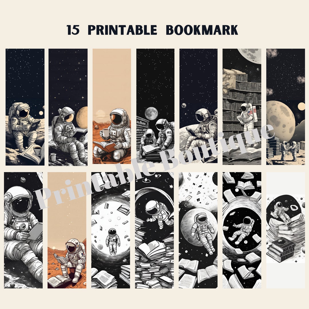 15 Printable Astronaut and Books Bookmark, Bookmark Set About Space ...