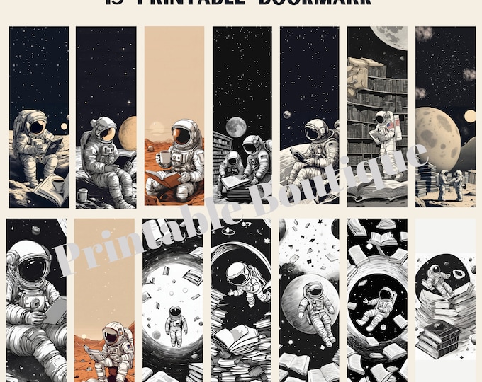 15 Printable Astronaut and Books Bookmark, Bookmark Set About Space ...