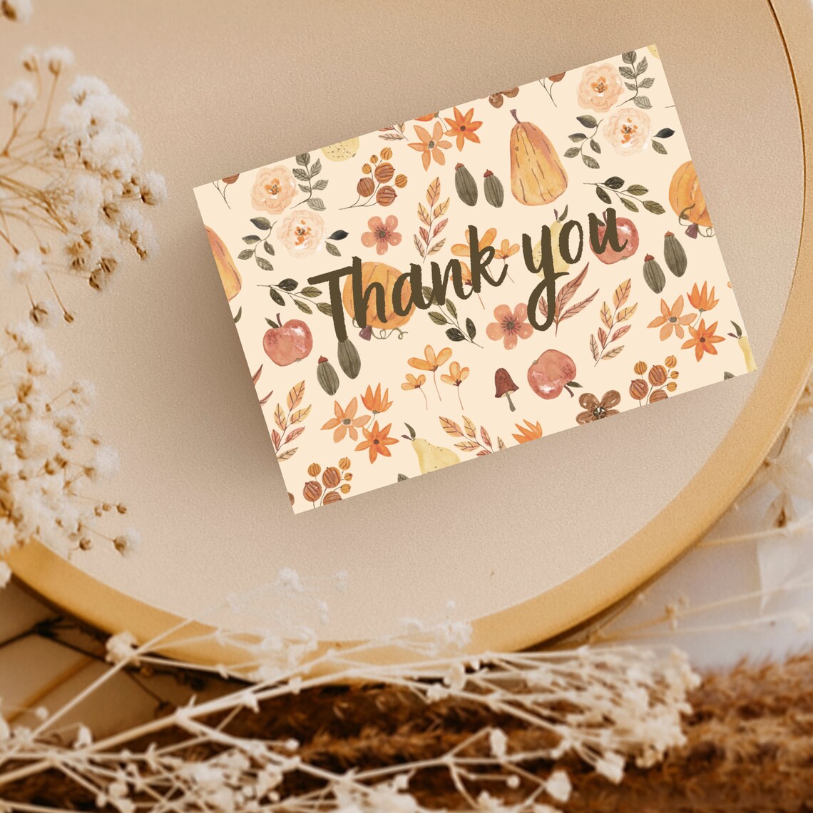 Autumn Themed Thank You Card, Printable Thank You Card, Print at Home ...
