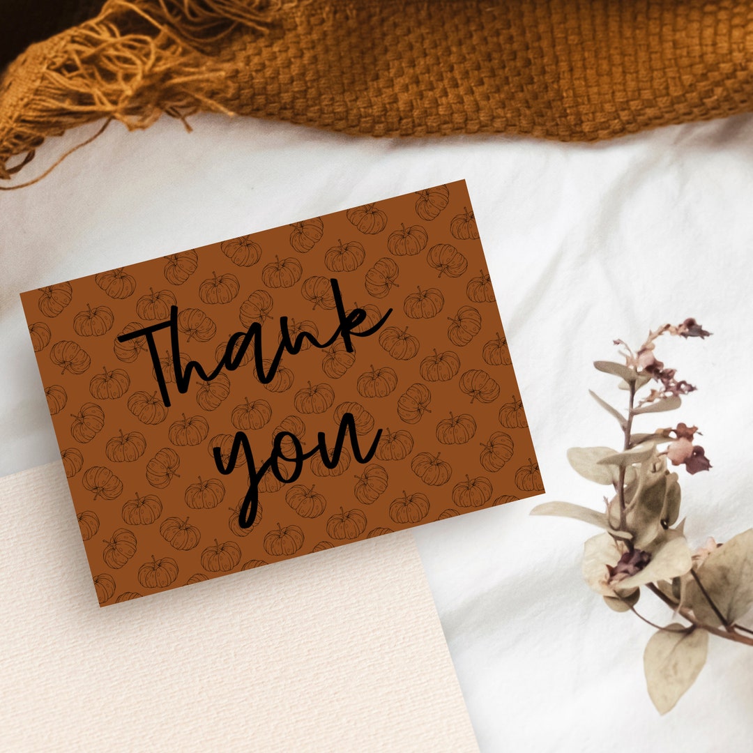 Autumn Themed Thank You Card, Printable Thank You Card, Print at Home ...