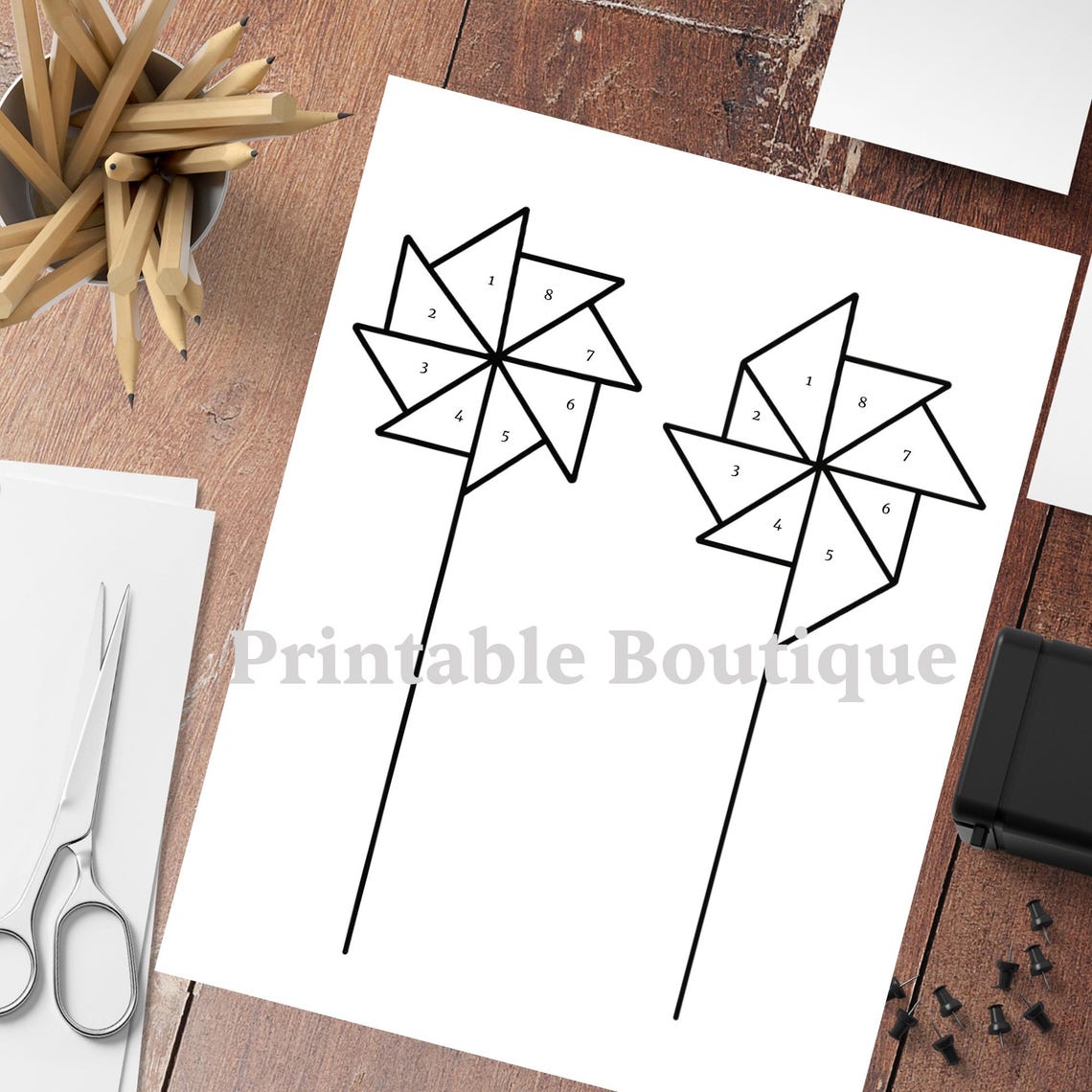 Pinwheel Stained Glass Pattern, Beginner Windmill Pattern, Easy ...
