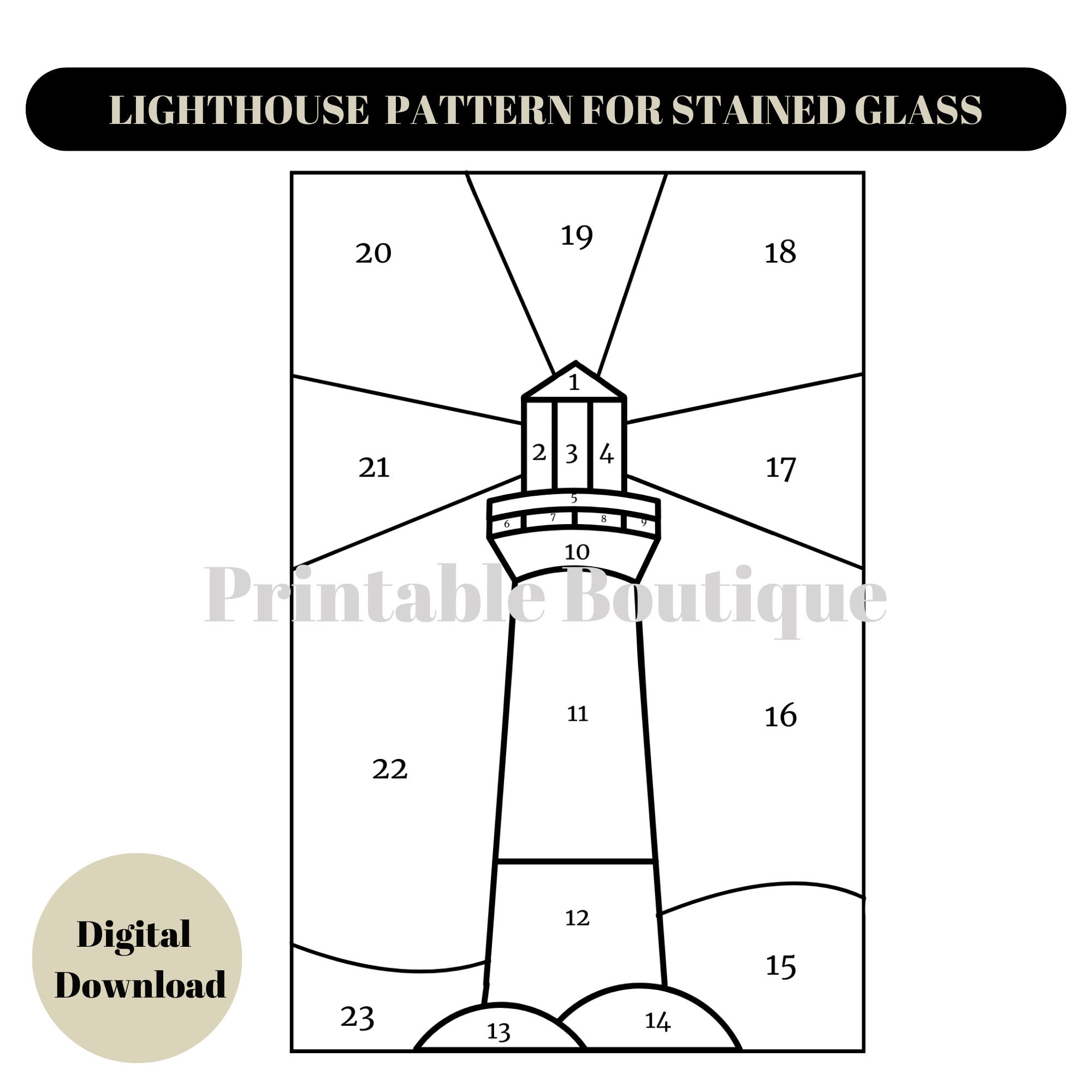 Lighthouse Pattern for Stained Glass, Stained Glass Pattern, Lighthouse ...