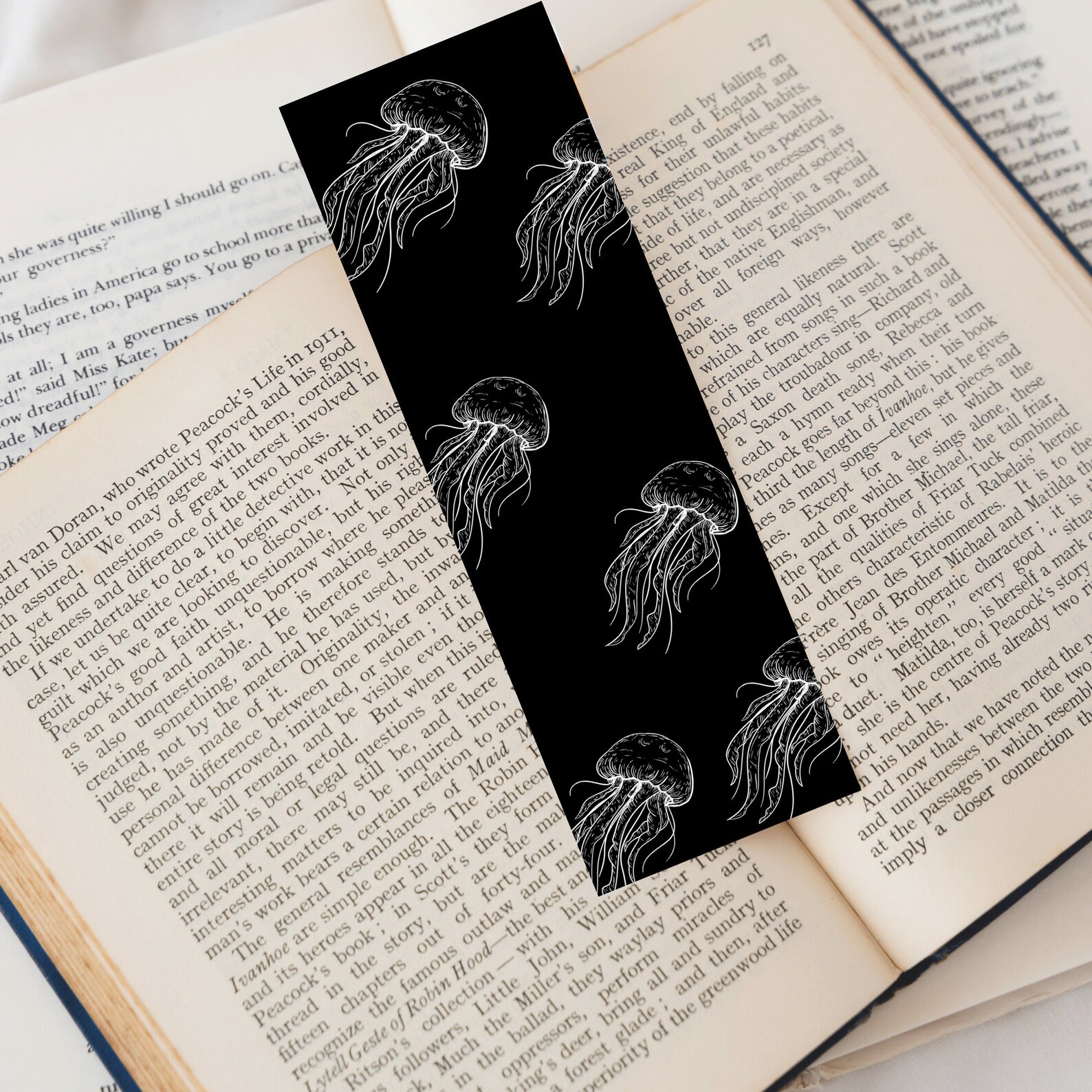 10 Printable Black and White Ocean Themed Bookmark, Bookmark Set ...