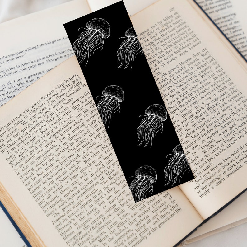 10 Printable Black and White Ocean Themed Bookmark, Bookmark Set ...