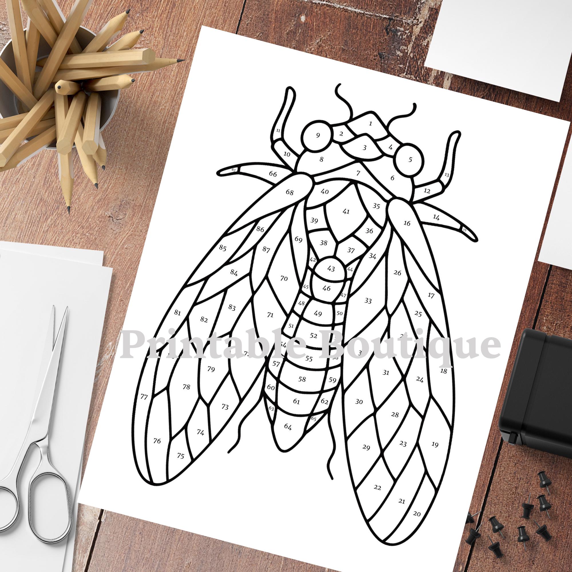 Cicada Stained Glass Pattern: Insect Suncatcher Template (PDF PNG SVG ...