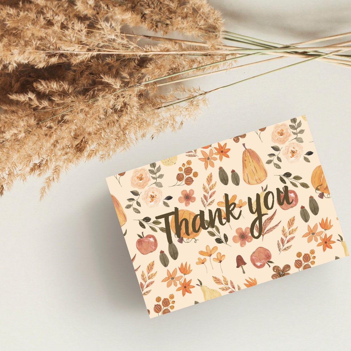Autumn Themed Thank You Card, Printable Thank You Card, Print at Home ...