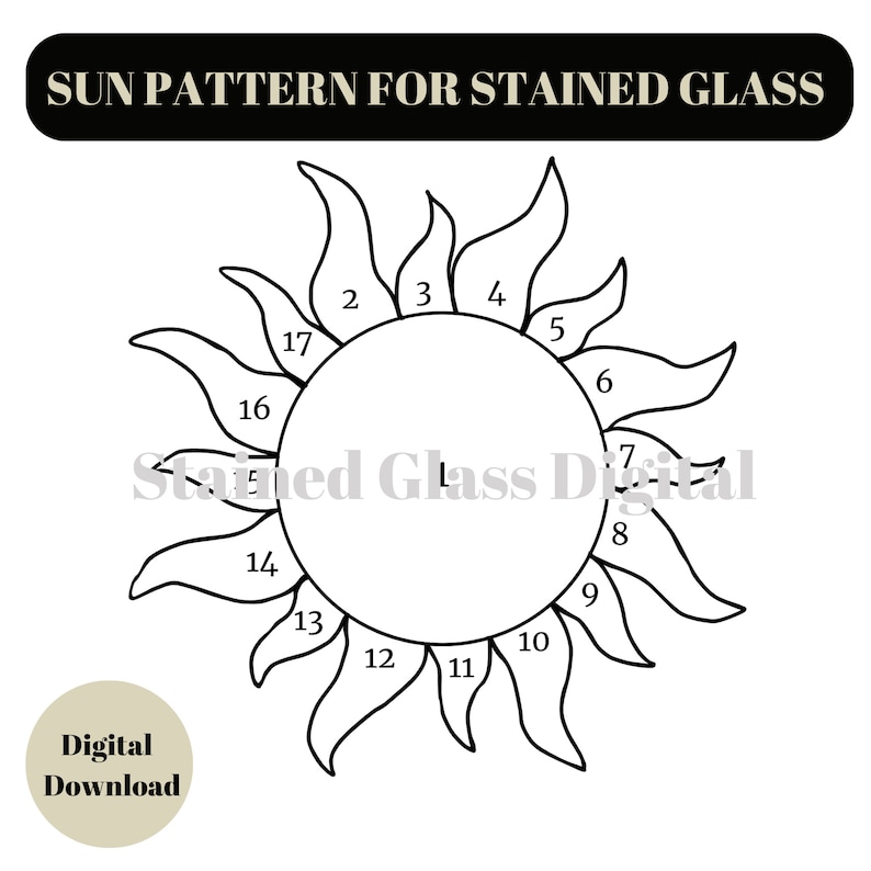 Sun Pattern for Stained Glass, Stained Glass Pattern, Sun Stained Glass ...