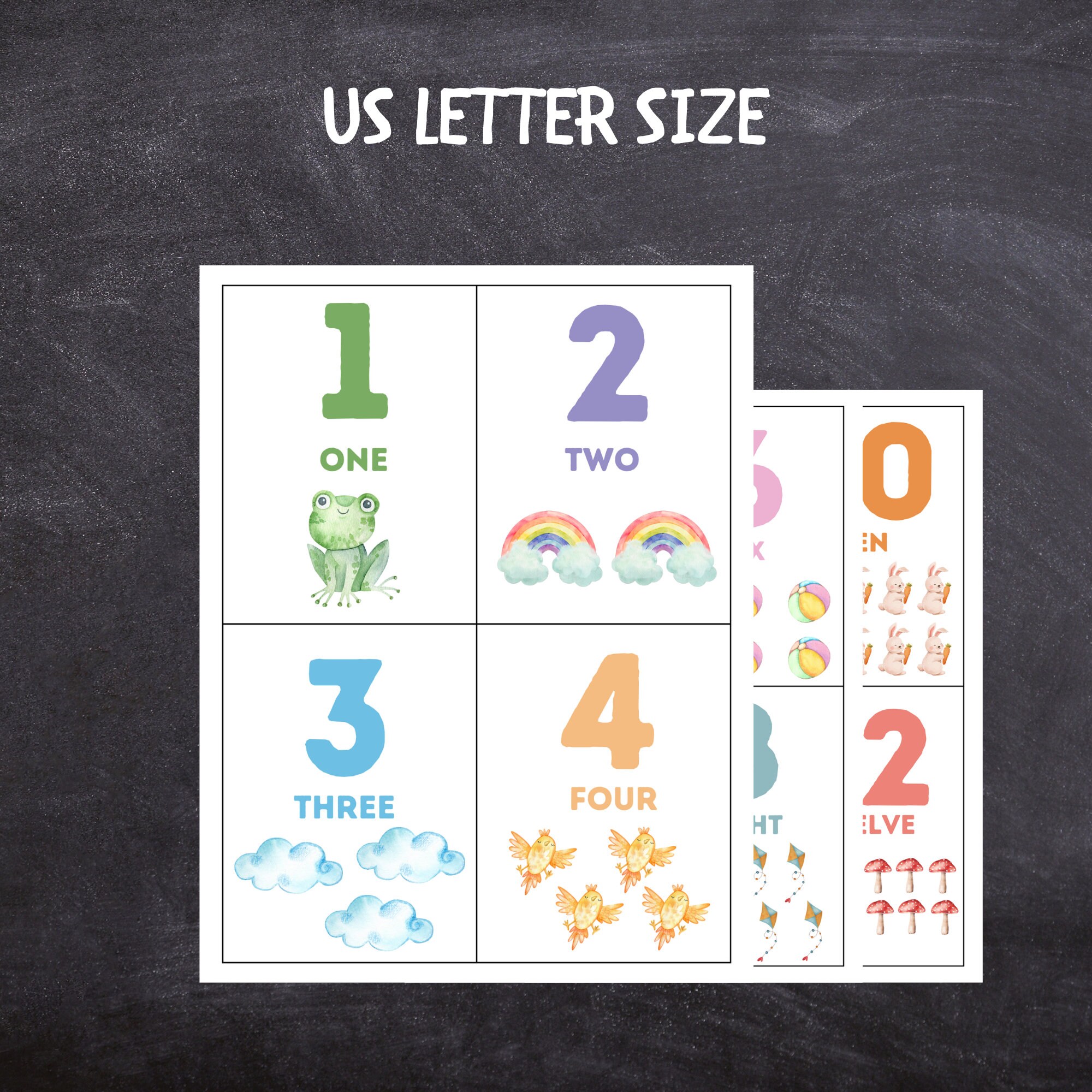 Number Flashcards 1-12, Preschool Flashcards, Montessori Flashcards ...