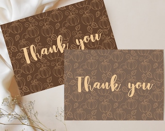 Autumn Themed Thank You Card, Printable Thank You Card, Print at Home ...