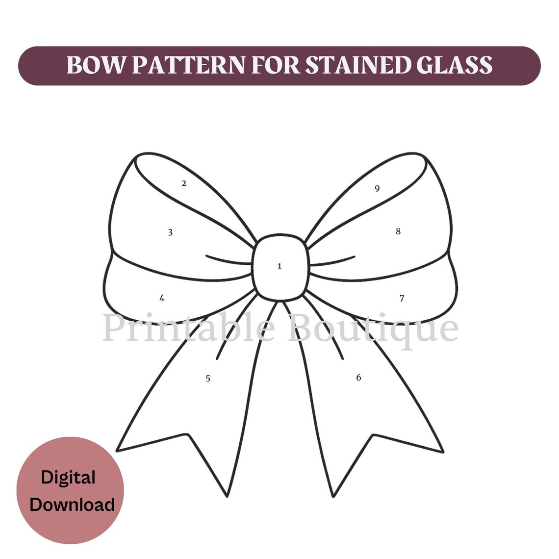 Bow Stained Glass Pattern, Printable Bow Template for Stained Glass ...