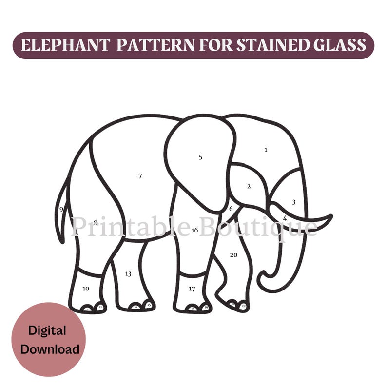 Elephant Stained Glass Pattern: Beginner DIY Wildlife Art (PDF Download ...