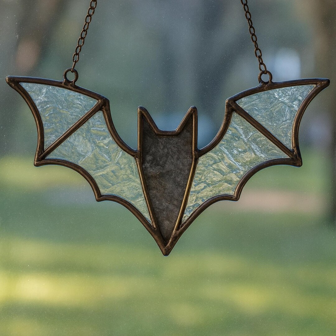 Bat Stained Glass Pattern PDF SVG, Flying Bat Suncatcher Template ...
