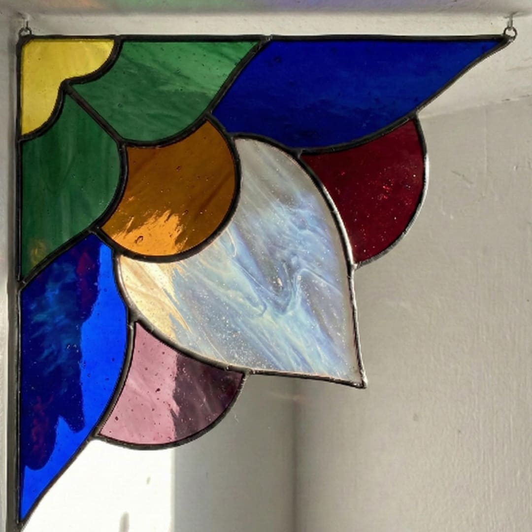 Corner Stained Glass Pattern, DIY Stained Glass PDF Template ...