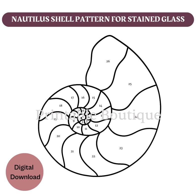 Nautilus Shell Stained Glass Pattern: Seashell Suncatcher Design (PDF ...