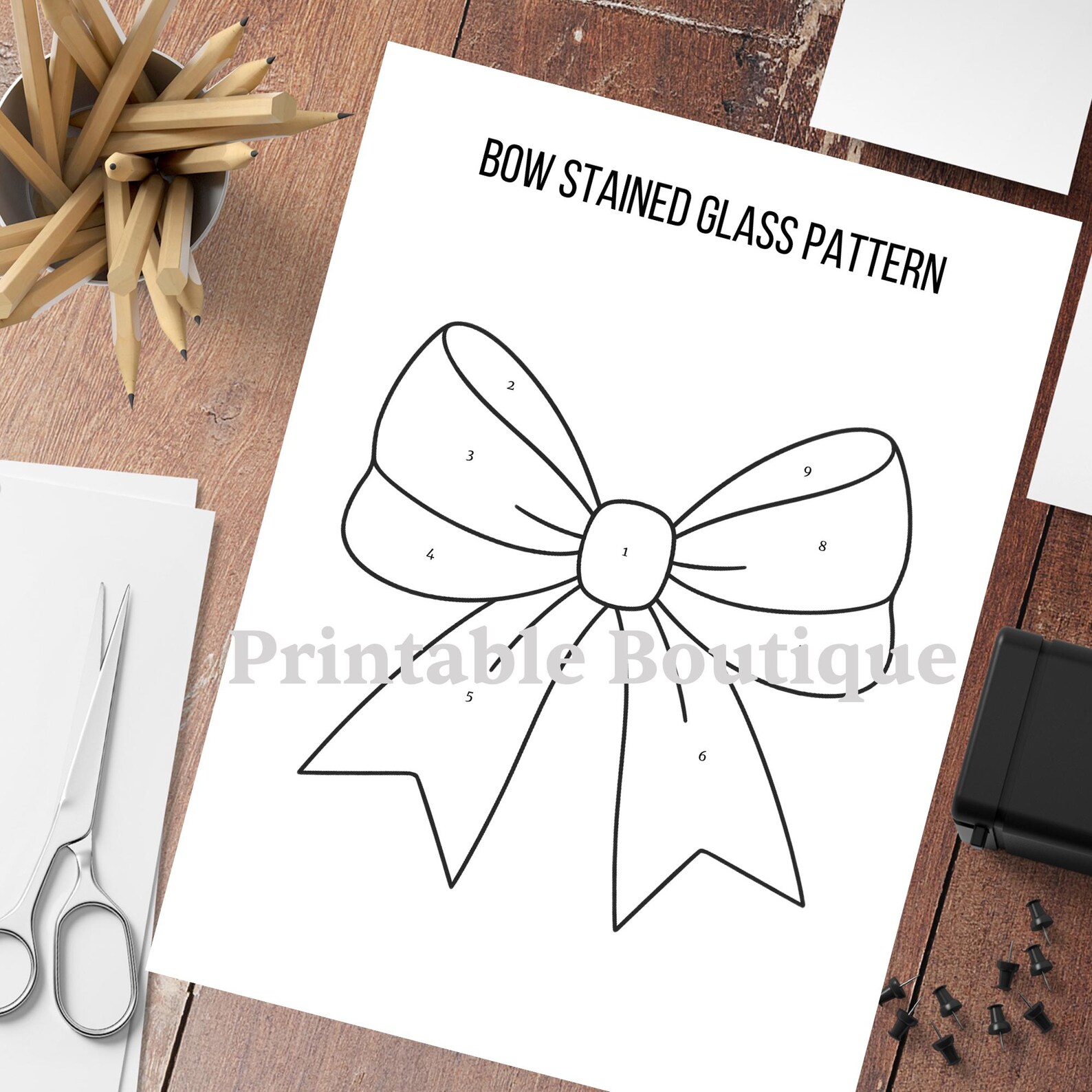 Bow Stained Glass Pattern, Printable Bow Template for Stained Glass ...