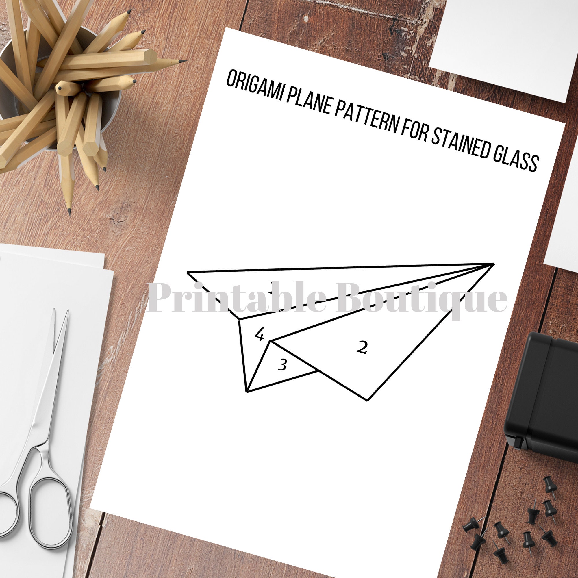 Beginner Friendly Origami Plane Pattern for Stained Glass, Stained ...