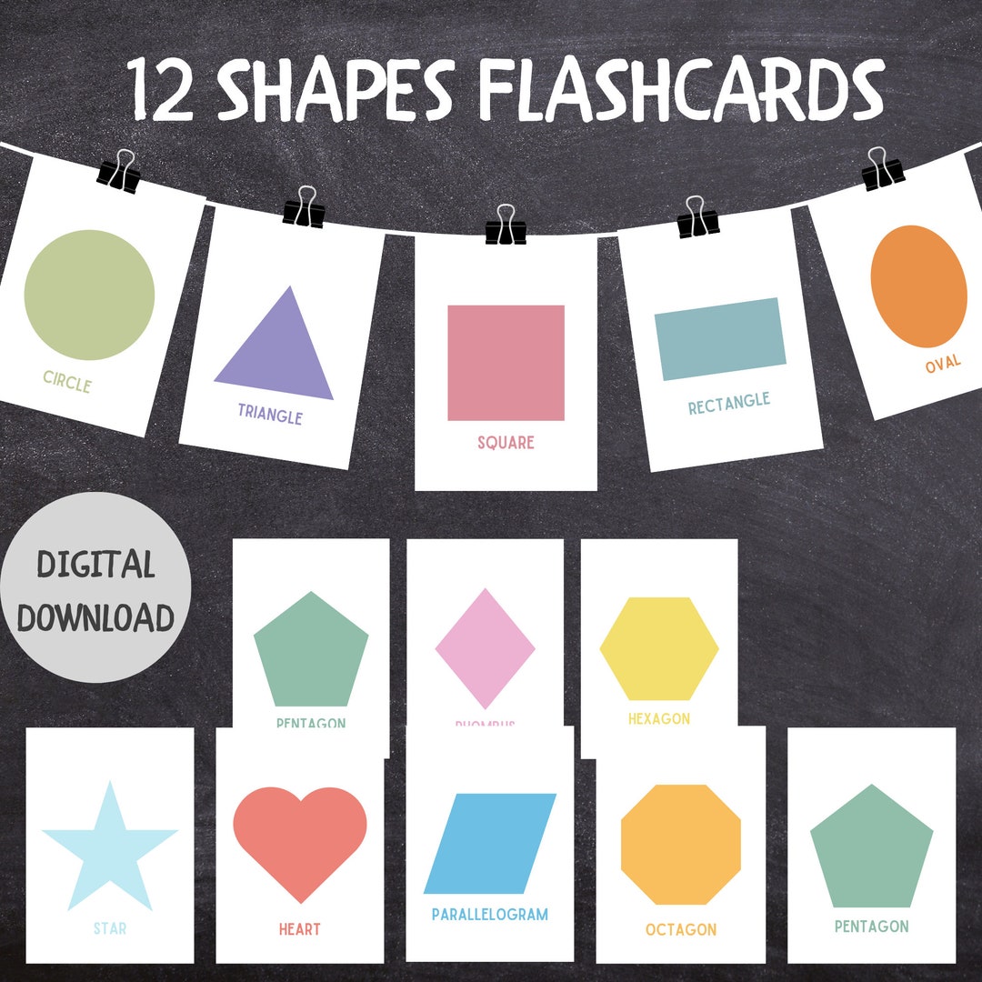 Shapes Flashcards, Preschool Flashcards, Montessori Flashcards ...