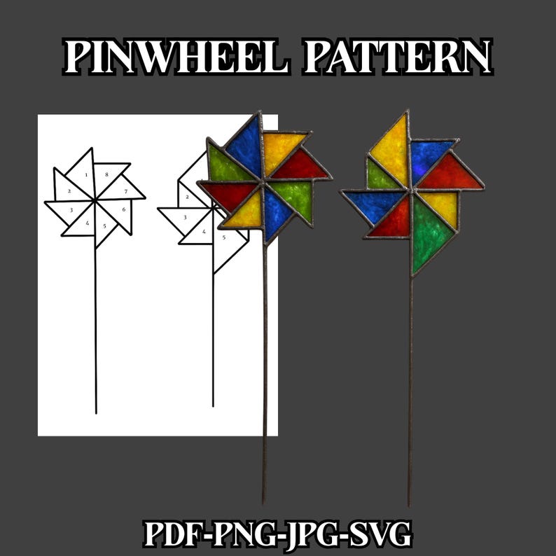 Pinwheel Stained Glass Pattern, Beginner Windmill Pattern, Easy ...