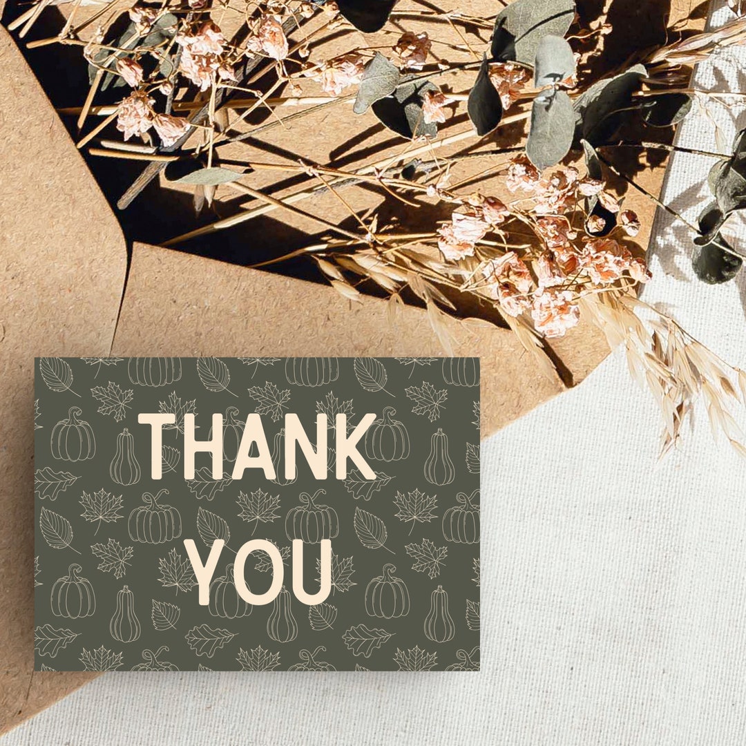 Autumn Themed Thank You Card, Printable Thank You Card, Print at Home ...