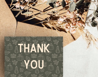 Autumn Themed Thank You Card, Printable Thank You Card, Print at Home ...