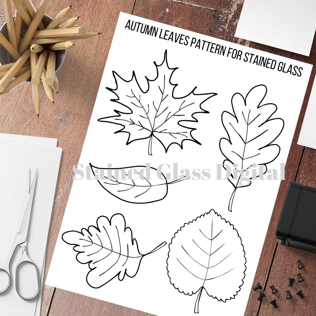 Autumn Leaves Pattern for Stained Glass, Stained Glass Pattern, Autumn ...