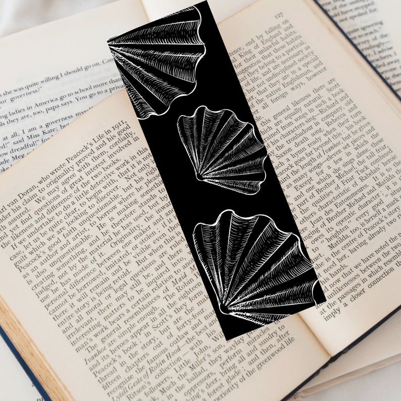 10 Printable Black and White Ocean Themed Bookmark, Bookmark Set ...