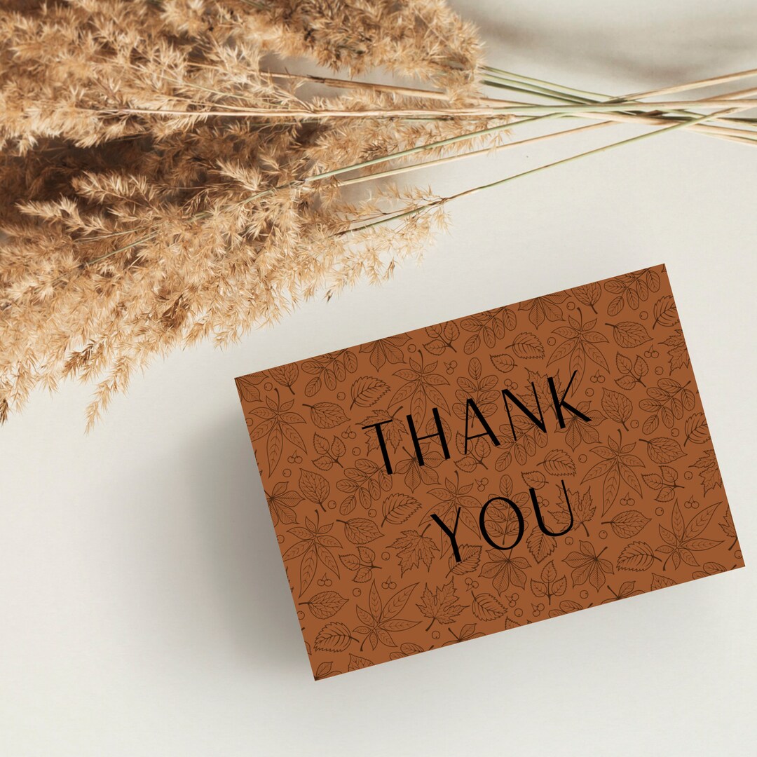 Autumn Themed Thank You Card, Printable Thank You Card, Print at Home ...