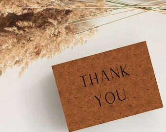 Autumn Themed Thank You Card, Printable Thank You Card, Print at Home ...