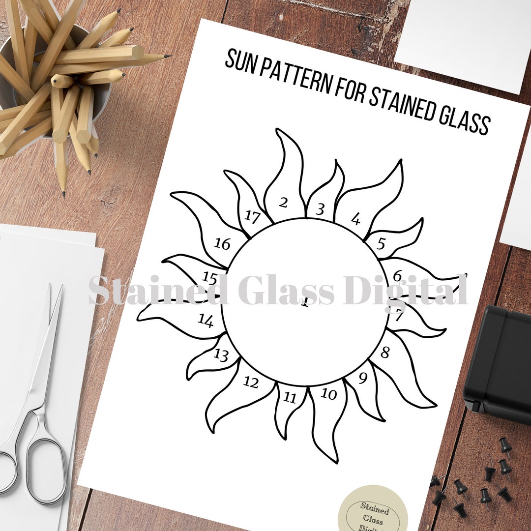 Sun Pattern for Stained Glass, Stained Glass Pattern, Sun Stained Glass ...