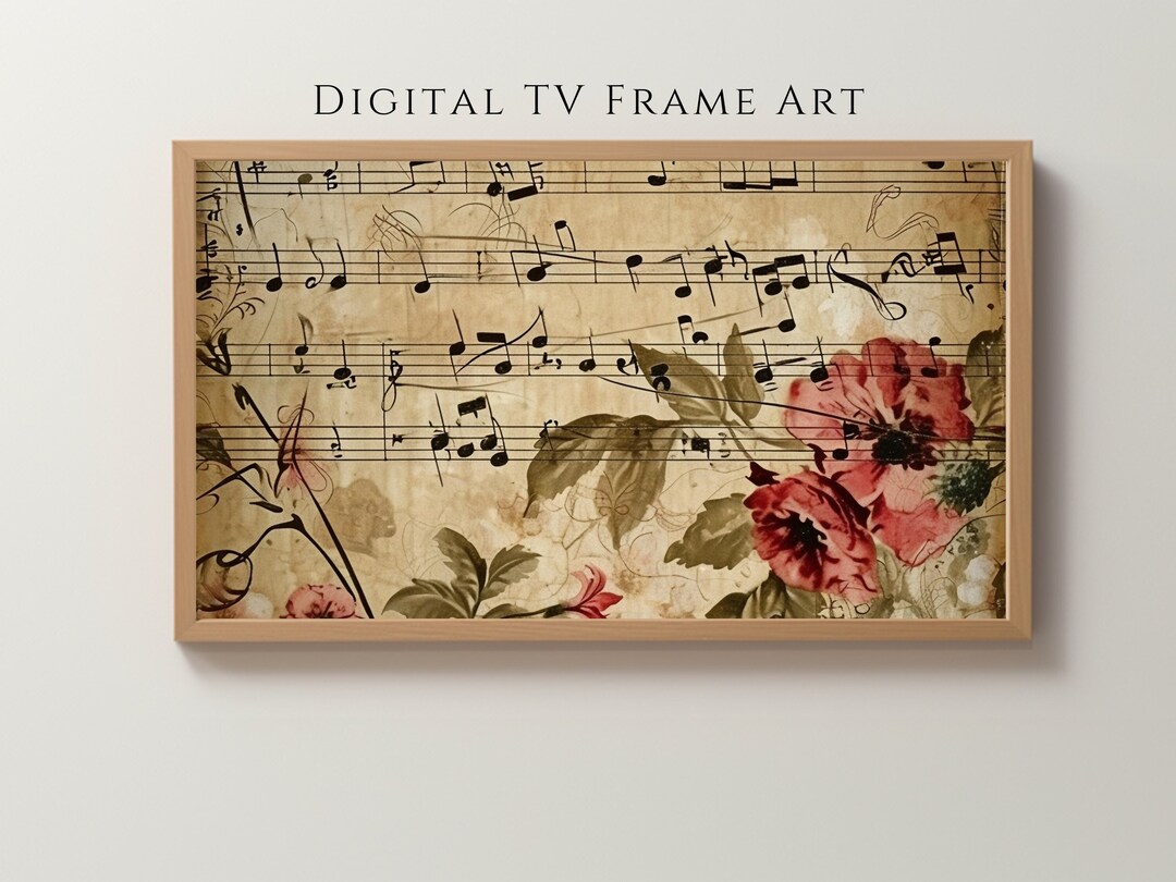 FRAME TV Art Vintage Floral Music Notes Spring Samsung Frame Tv Art ...