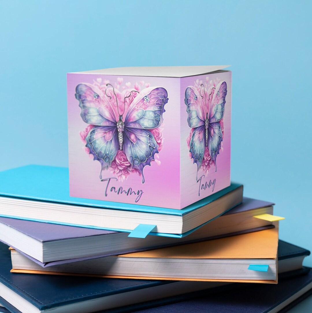 Custom Watercolor Butterfly Post It Note Office Desk Accessory Gift for ...