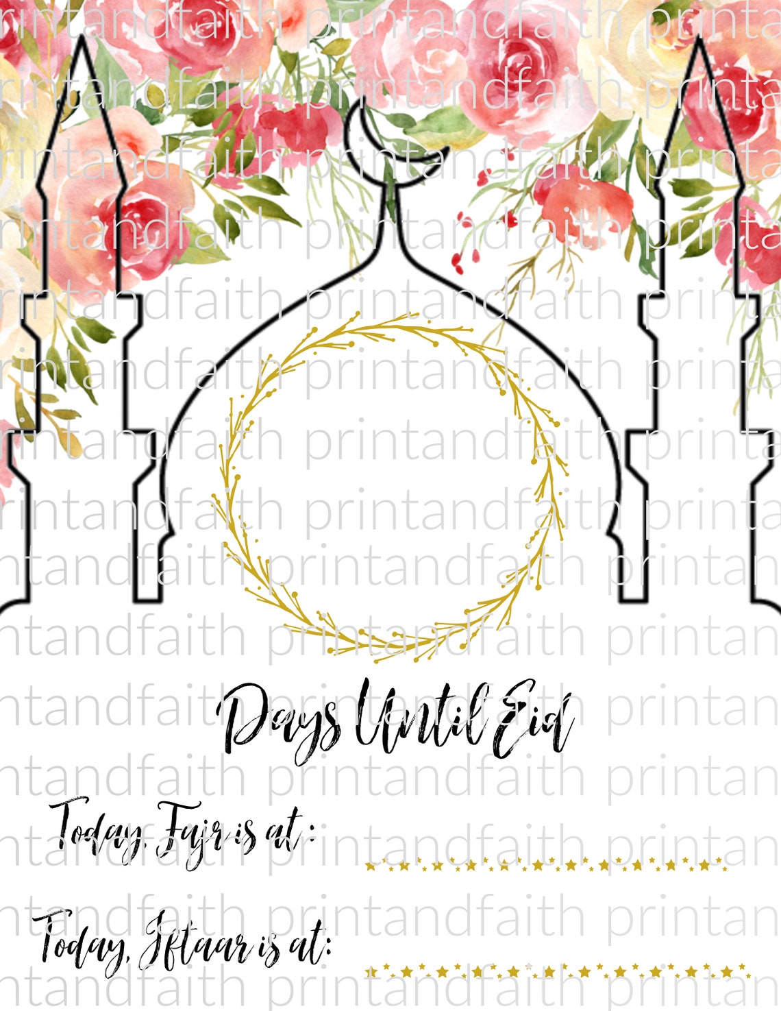 Printable Eid Countdown Ramadan Countown Eid Printable - Etsy