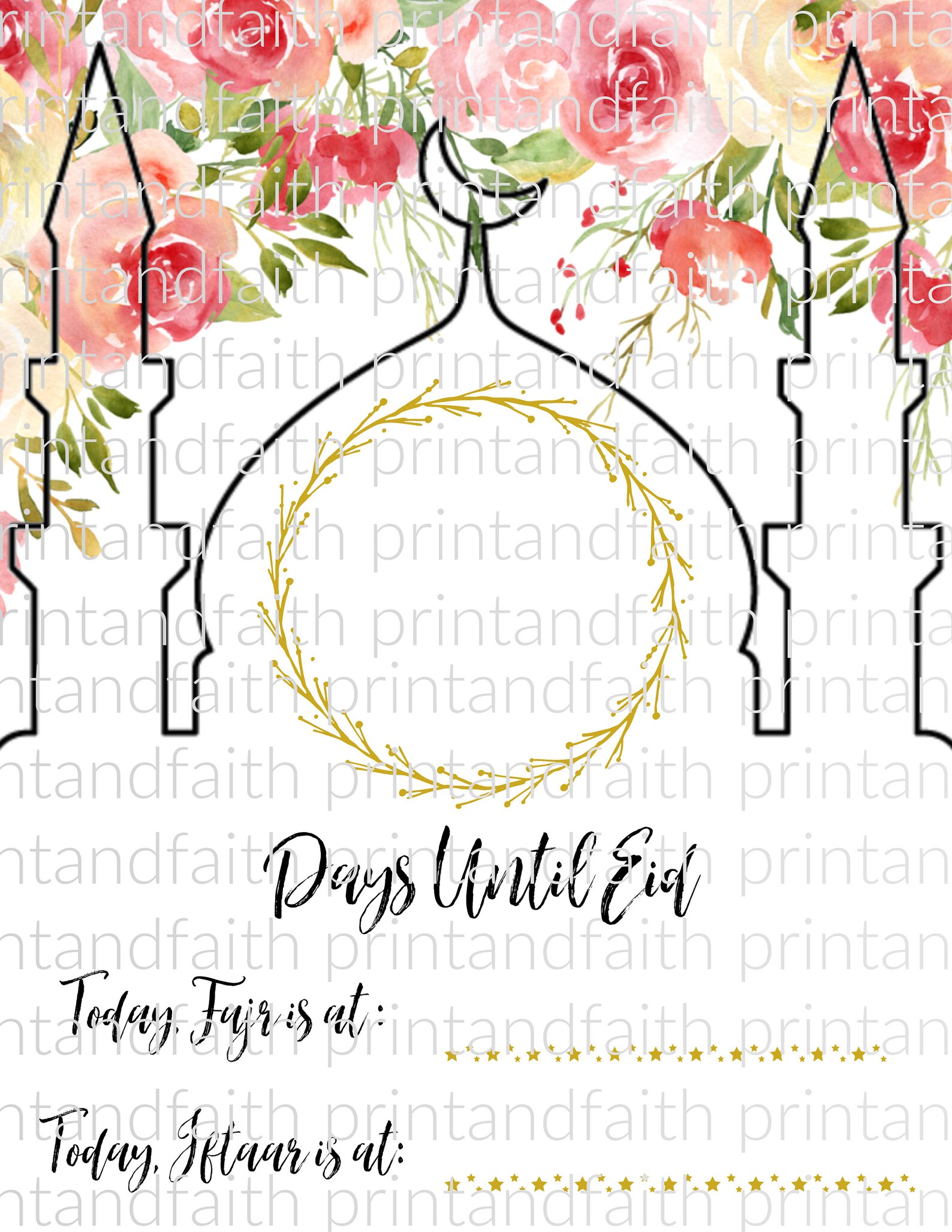 Printable Eid Countdown Ramadan Countown Eid Printable - Etsy