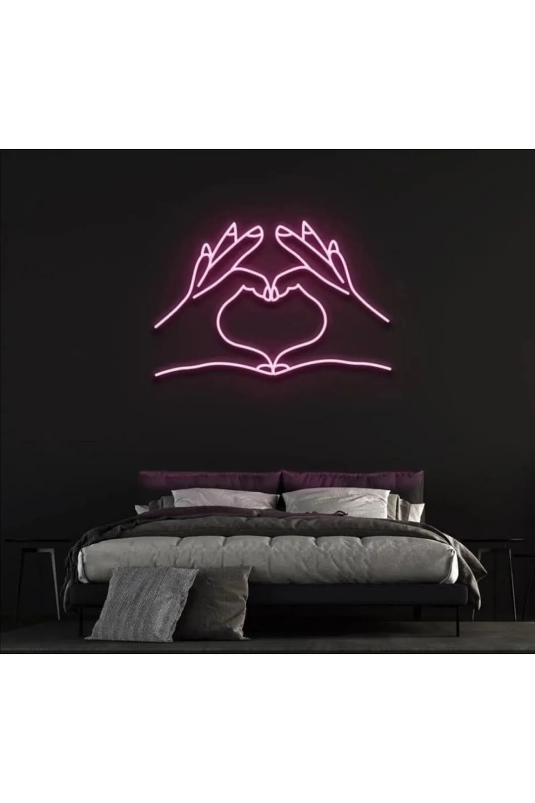 Heart Hand Neon Sign, Neon Wall Sign, Wall Decor, Home Decor, Neon ...