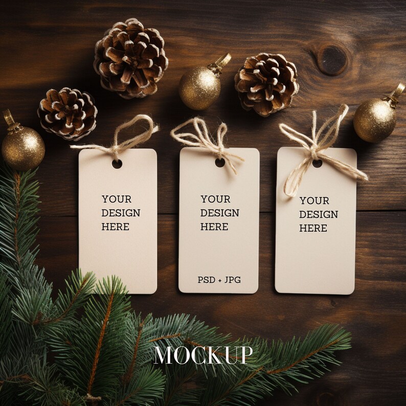 3 Gift Tag Mock up Simple White Wedding Favor Tag Mockup Modern Light ...