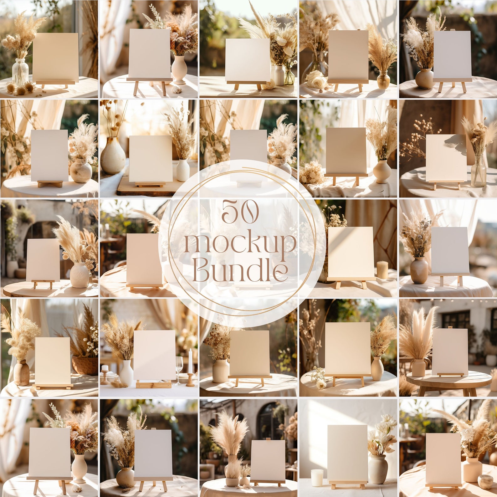 50 Boho Table Sign Mockup Bundle Wooden Wedding Table Sign Mockup Frame ...