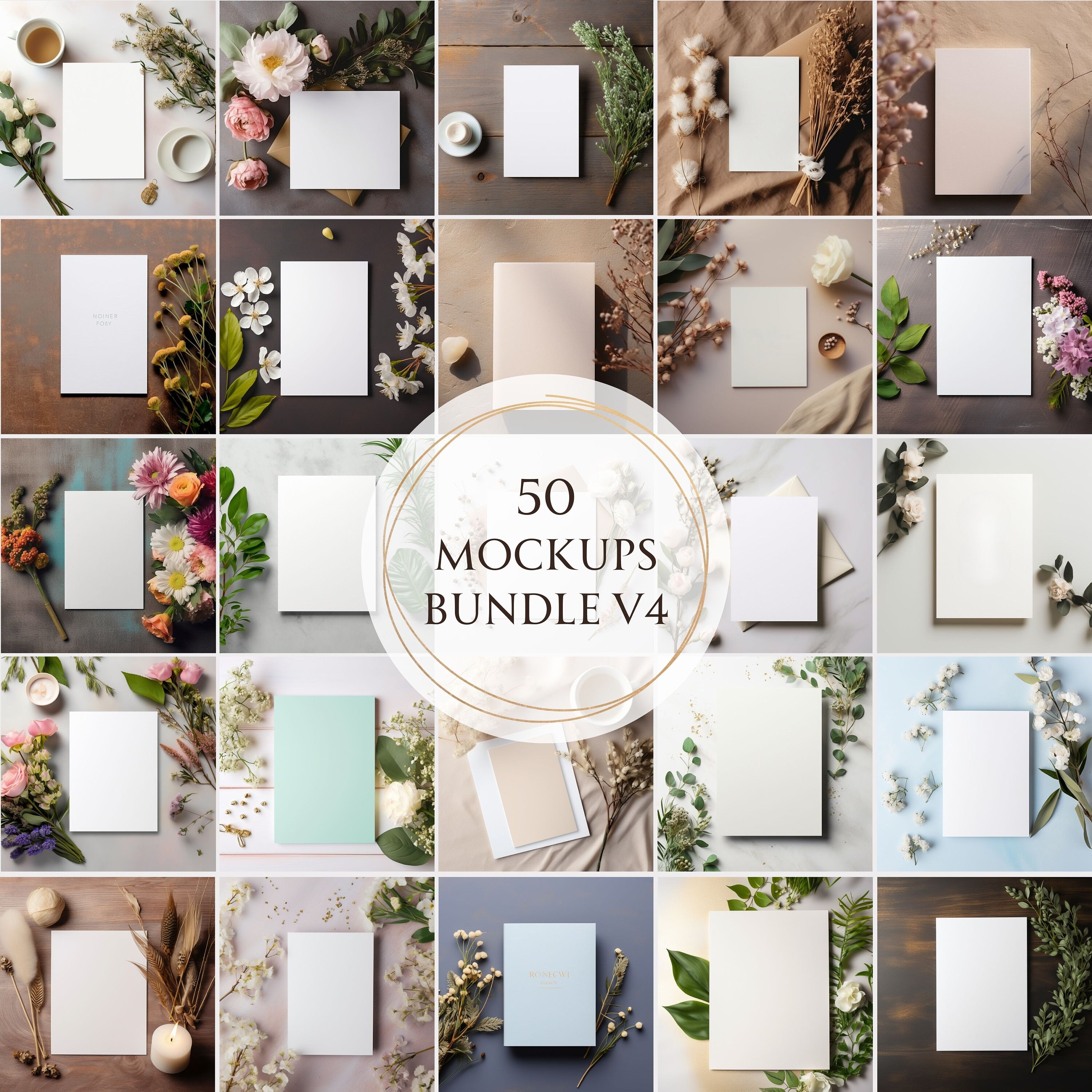 Invitation Card Mockup Bundle 5x7 Rustic Art Card Mockups Invitations ...