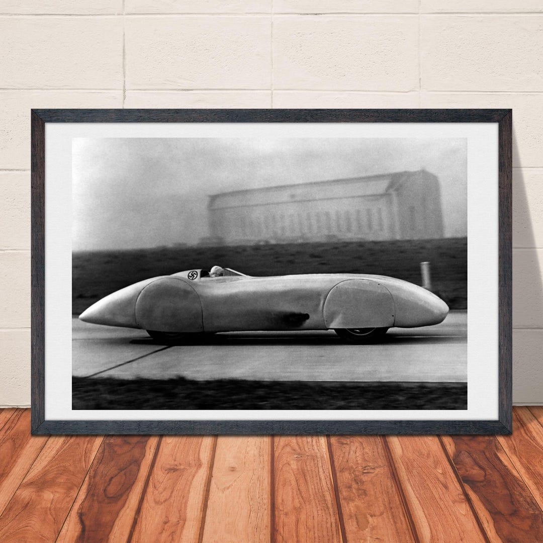 Vintage Streamliner Race Car Poster - Mercedes-benz W25 Rekordwagen Art ...
