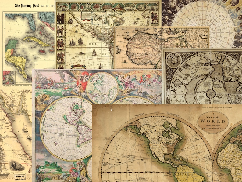 100 Antique World Maps: Vintage Digital Prints (instant Download) - Etsy