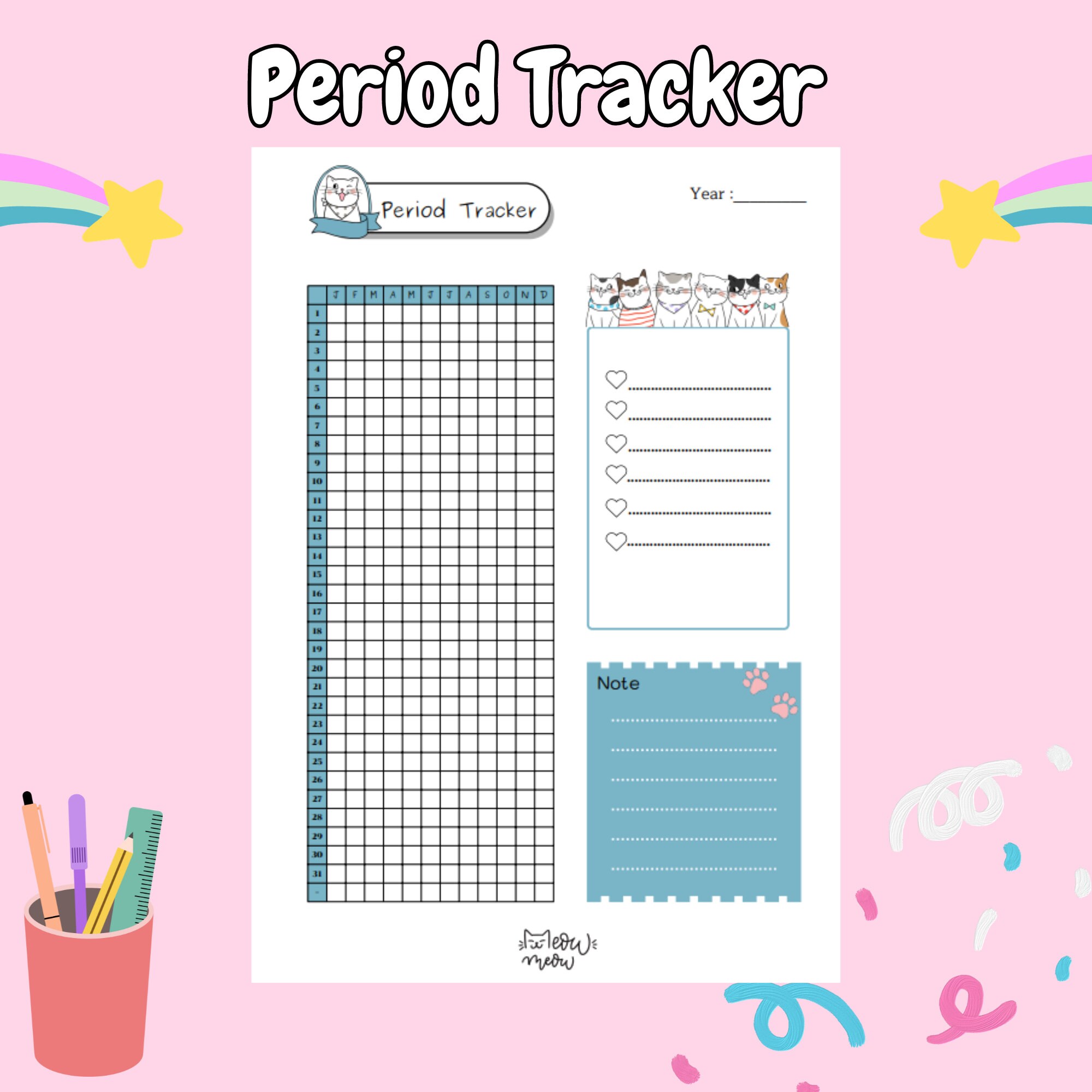 Period Tracker A5 A4 Letter Printable I Period Tracker I Period Tracker ...