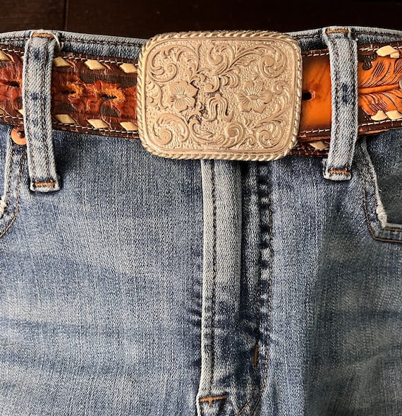 Vintage Western Belt Floral Motif - Gem